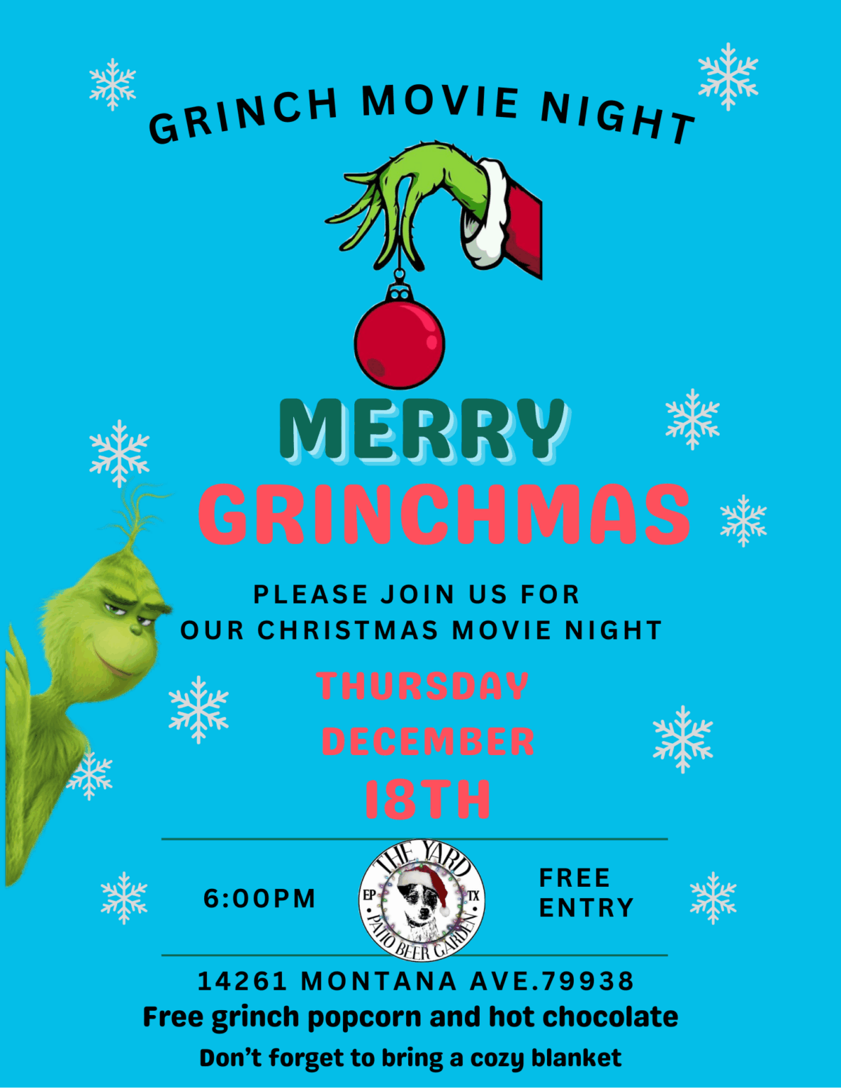 Grinch Movie Night - The Yard Patio Bar Garden